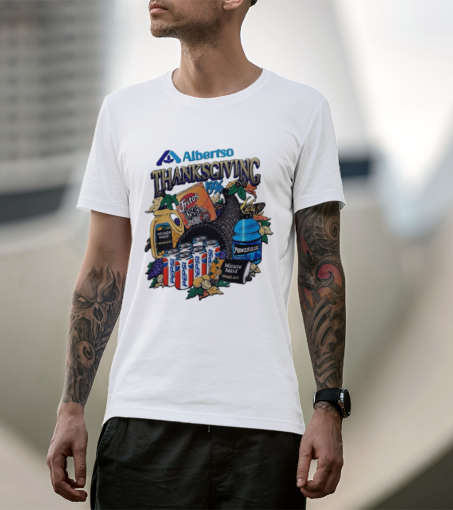 Albertsons Thanksgiving 1996 Fritos Pepsi Powerade Minute Maid Collage T-Shirt