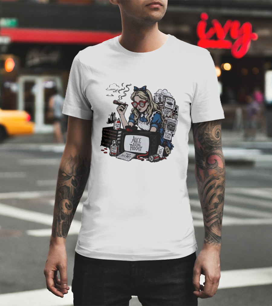 Alice Falling Podcast Conspiracy Theory Red Pill Top Secret Area 51 Reptilians Seeing Is Believing T-Shirt
