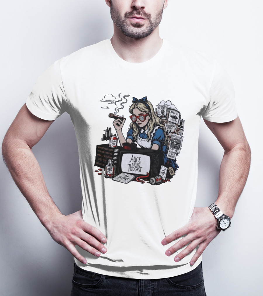 Alice Falling Podcast Conspiracy Theory Red Pill Top Secret Area 51 Reptilians Seeing Is Believing T-Shirt