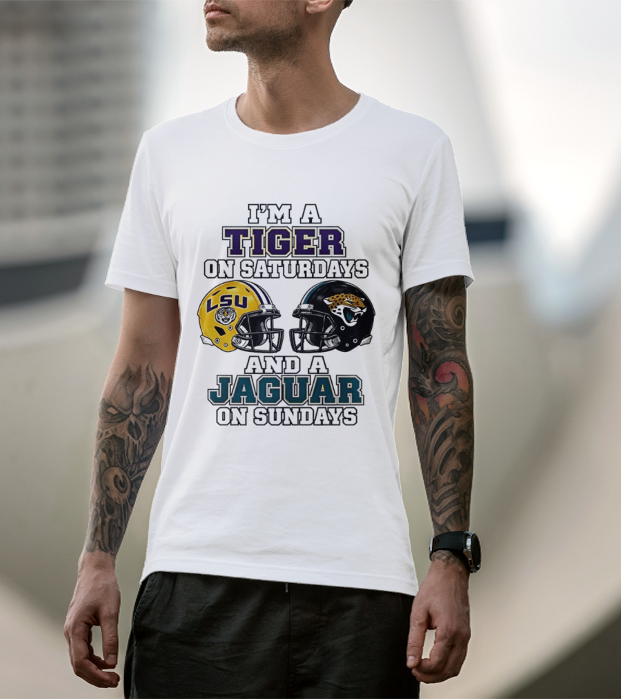 LSU Tigers Saturday Spirit Jacksonville Jaguars Sunday Fandom T-Shirt