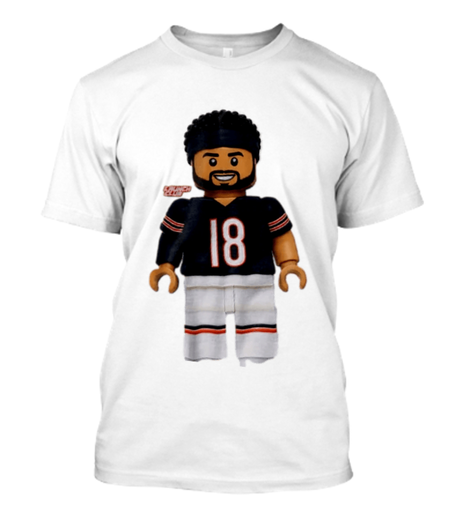Chicago Bears Quarterback Caleb Williams 18 Lego Minifigure T-Shirt