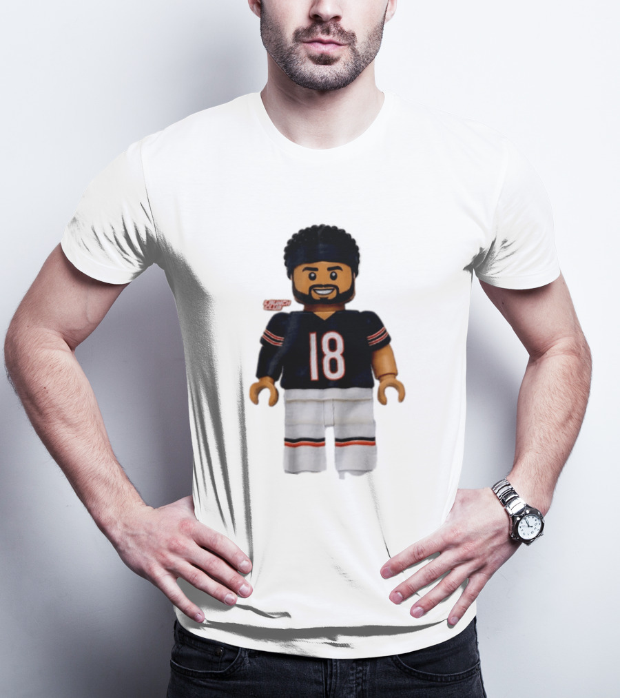 Chicago Bears Quarterback Caleb Williams 18 Lego Minifigure T-Shirt