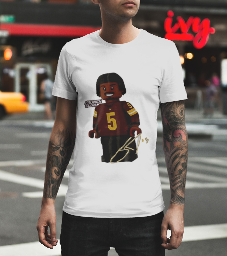Washington Commanders Quarterback Jayden Daniels Launch Club Number 5 T-Shirt
