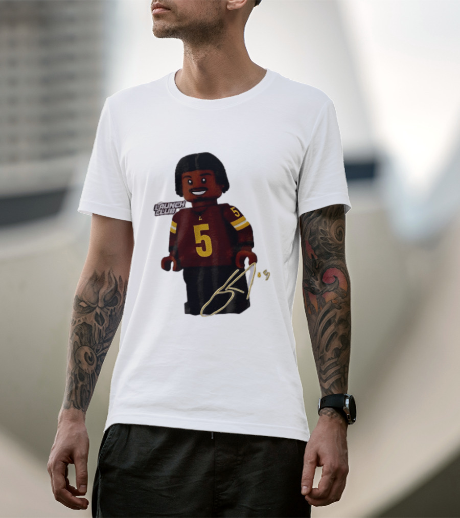 Washington Commanders Quarterback Jayden Daniels Launch Club Number 5 T-Shirt