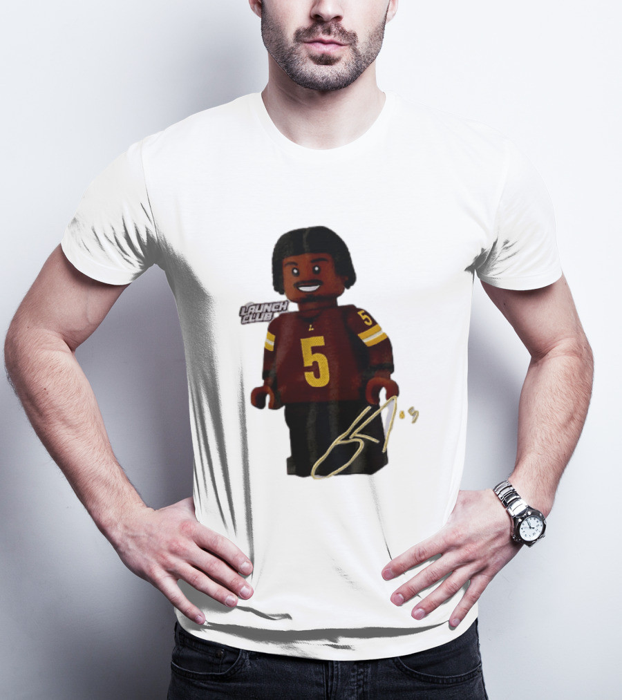 Washington Commanders Quarterback Jayden Daniels Launch Club Number 5 T-Shirt