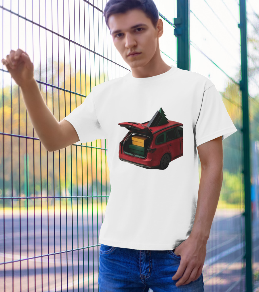 Most Likely To Pack The Car Festive Holiday Travel Scene With Christmas Tree And Gifts T-Shirt