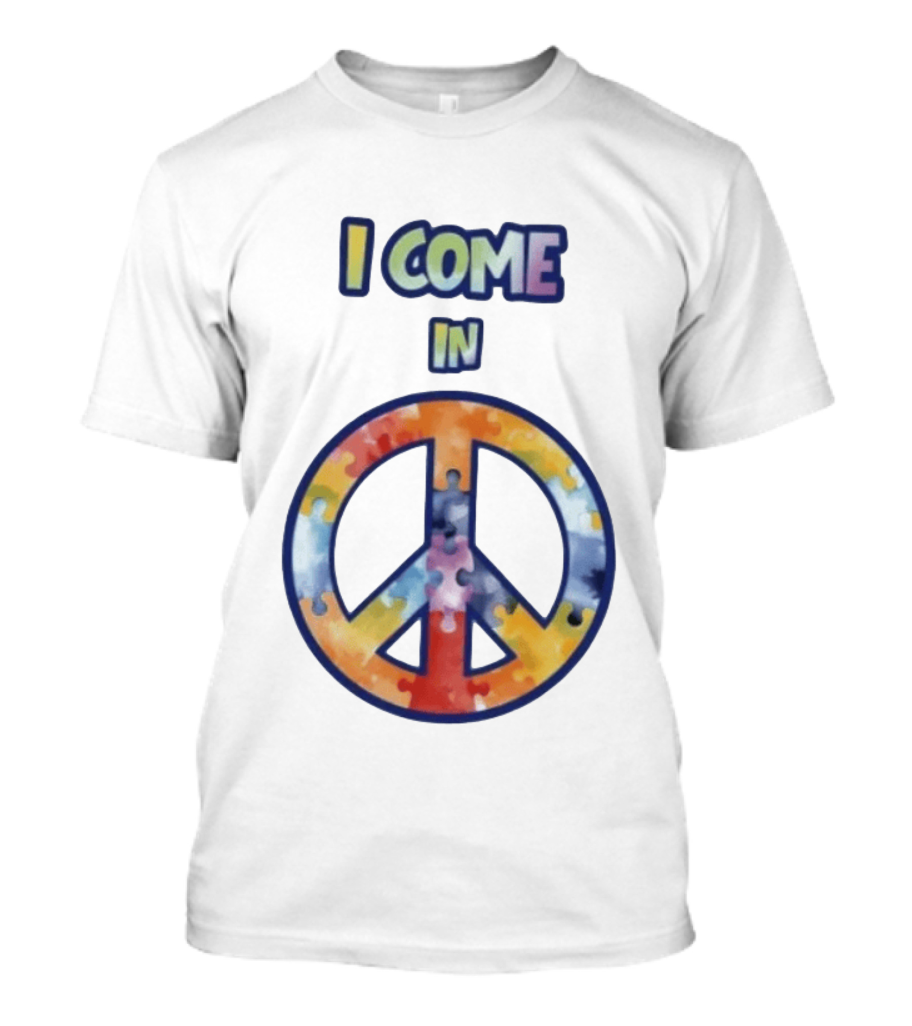 I Come In Peace Puzzle Piece Autism Awareness T-Shirt