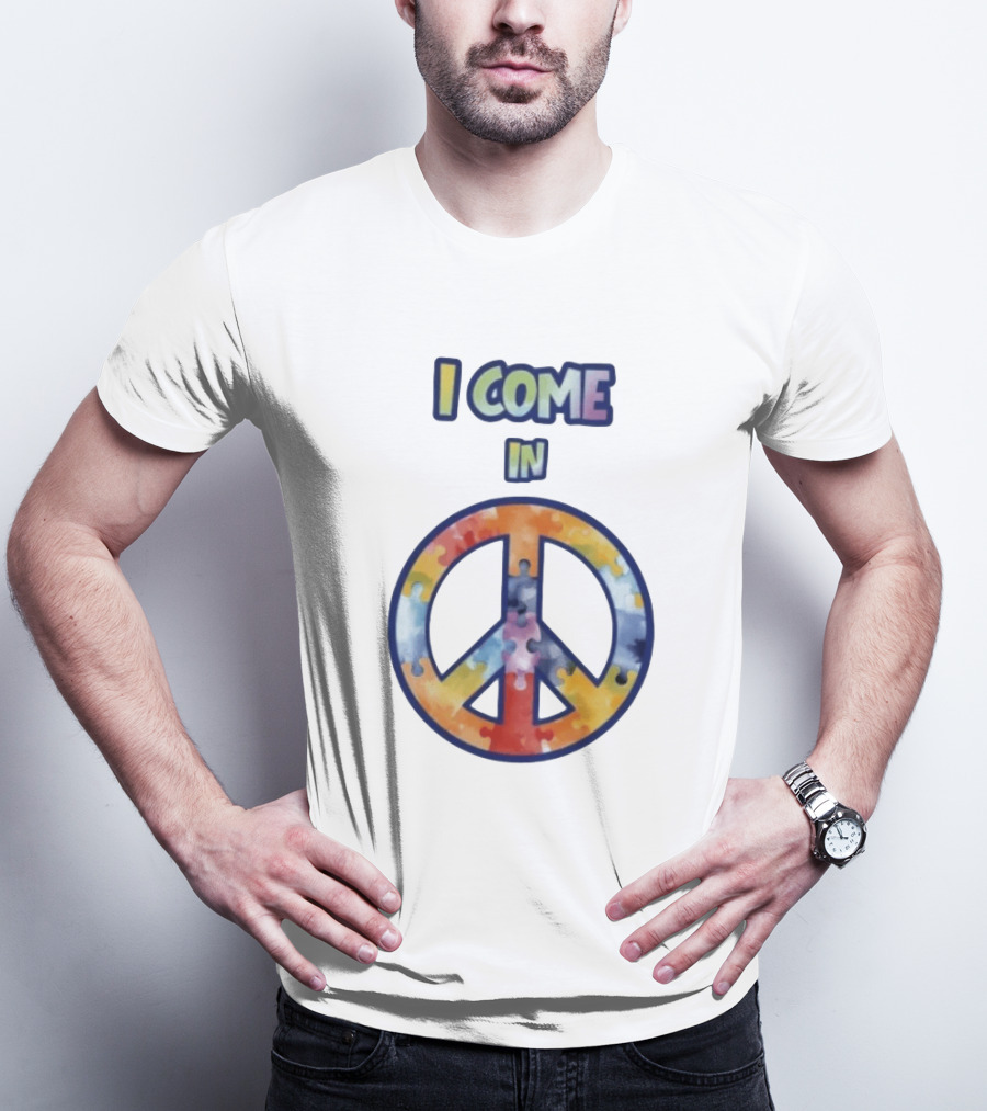 I Come In Peace Puzzle Piece Autism Awareness T-Shirt