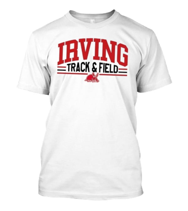 Irving Track And Field Retro Style Red Text With Bunny T-Shirt