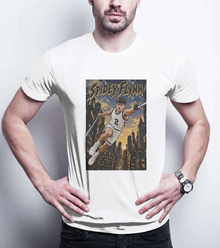 Spidey Flynn Basketball Superhero City Skyline Action T-Shirt