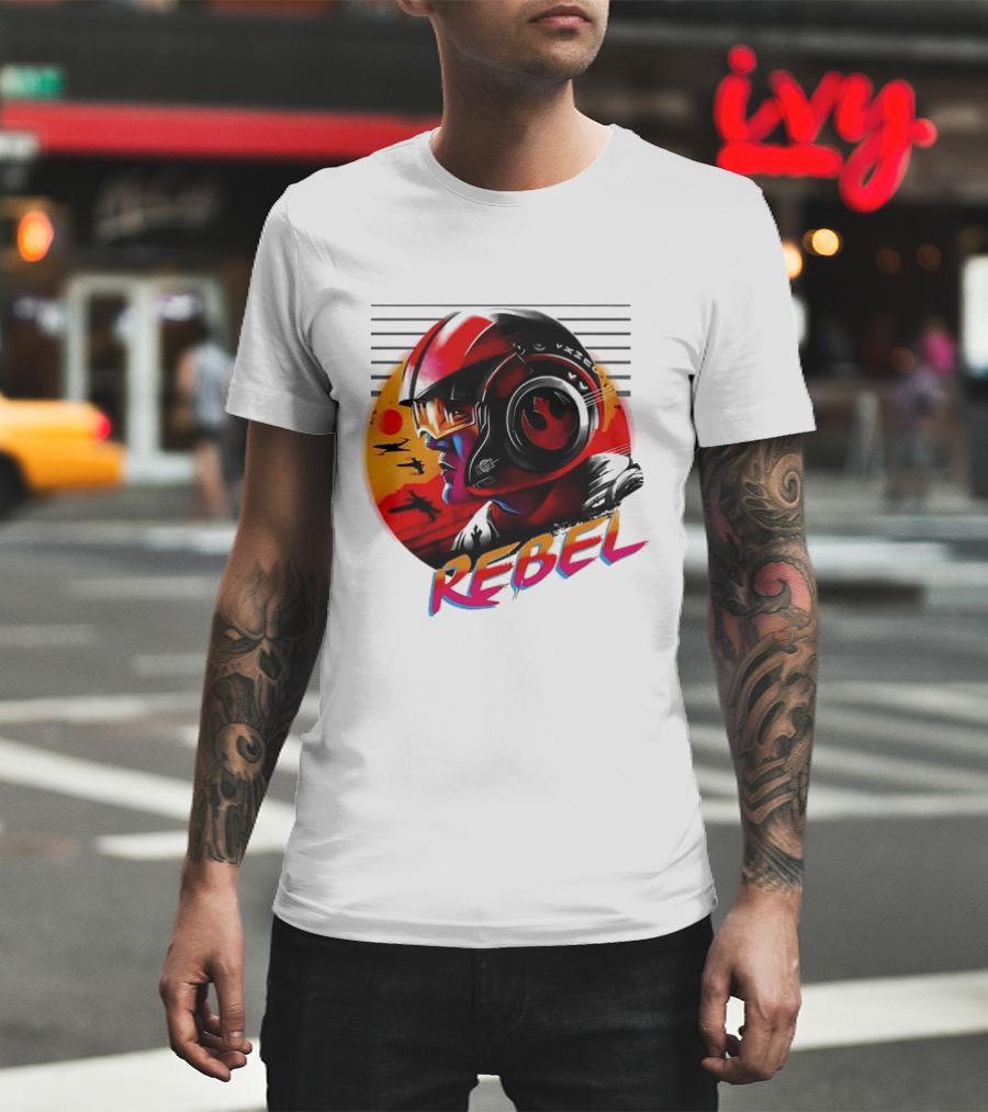 Star Wars Rebel Pilot Helmet Sunset Sci Fi Rebel T-Shirt