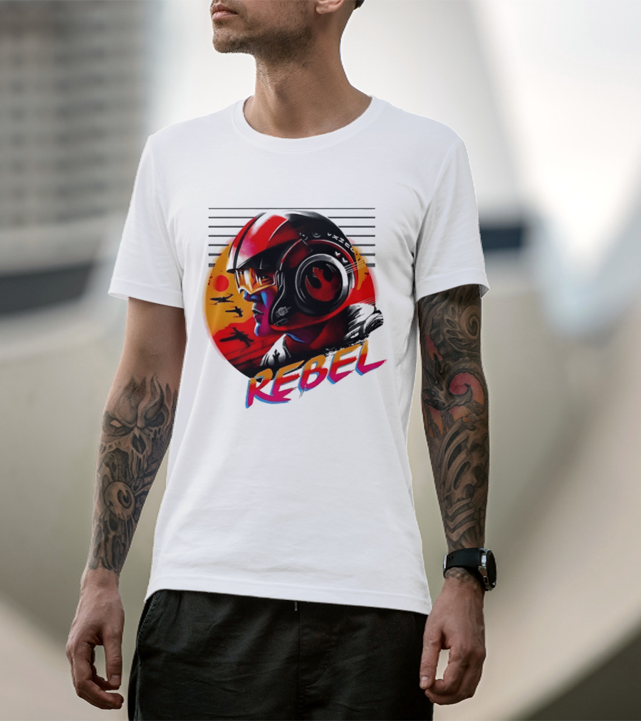 Star Wars Rebel Pilot Helmet Sunset Sci Fi Rebel T-Shirt