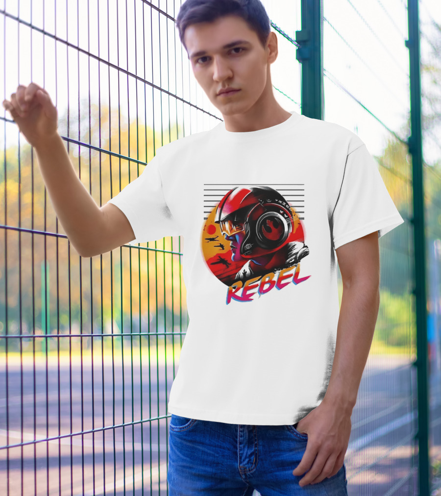 Star Wars Rebel Pilot Helmet Sunset Sci Fi Rebel T-Shirt