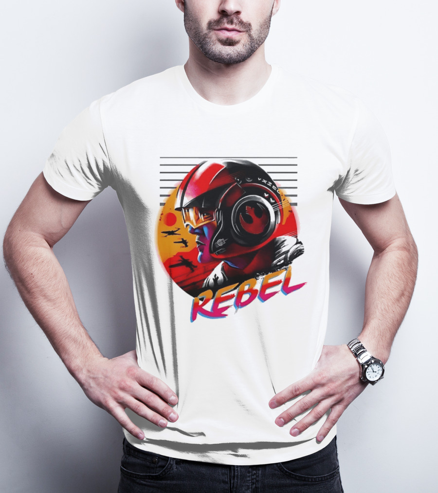 Star Wars Rebel Pilot Helmet Sunset Sci Fi Rebel T-Shirt