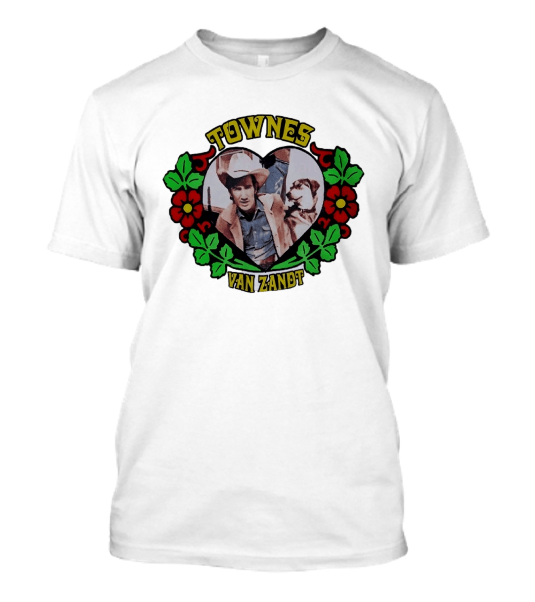 Townes Van Zandt Heart And Flowers Retro Folk T-Shirt