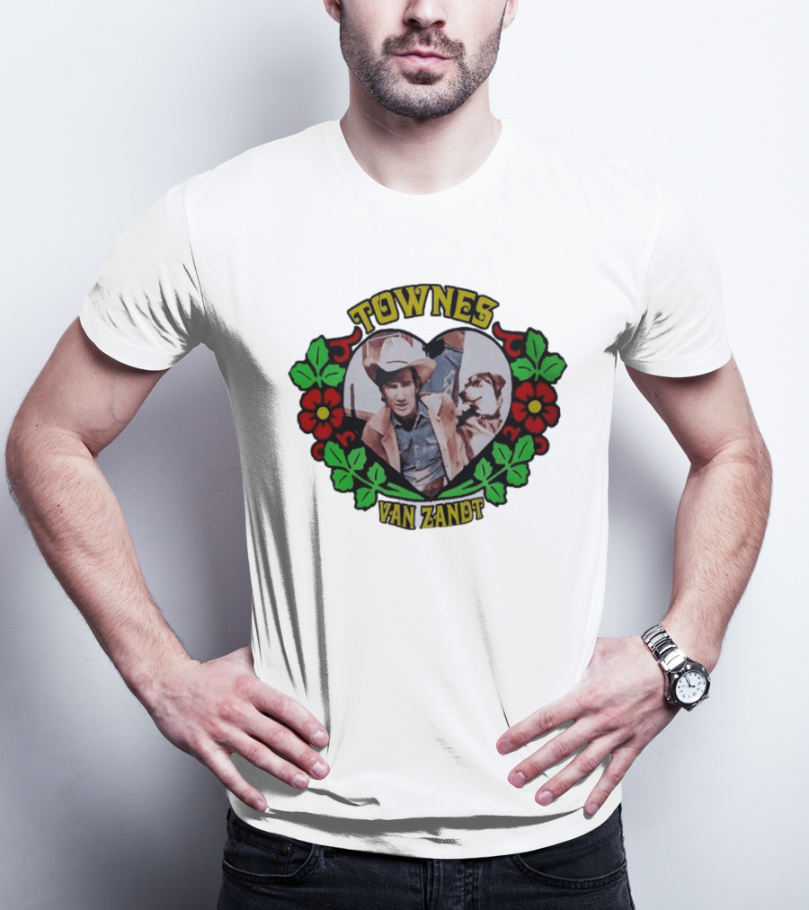 Townes Van Zandt Heart And Flowers Retro Folk T-Shirt