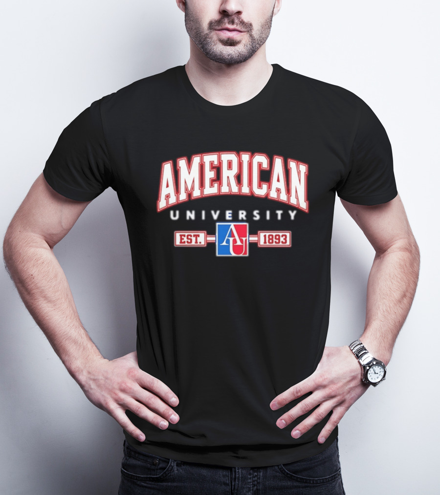 American University AU Est 1893 Logo Red White T-Shirt