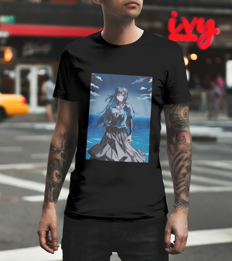 Anime Girl Japan National Football Team JFA Samurai Ocean Scene T-Shirt