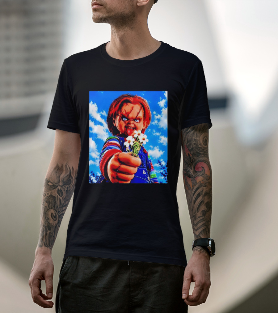 Chucky Child's Play Horror Movie Flowers Gesture T-Shirt