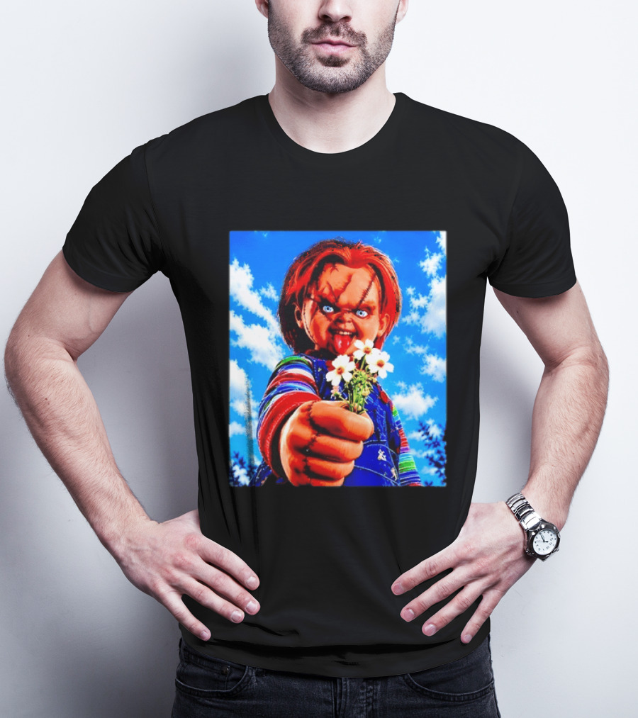 Chucky Child's Play Horror Movie Flowers Gesture T-Shirt