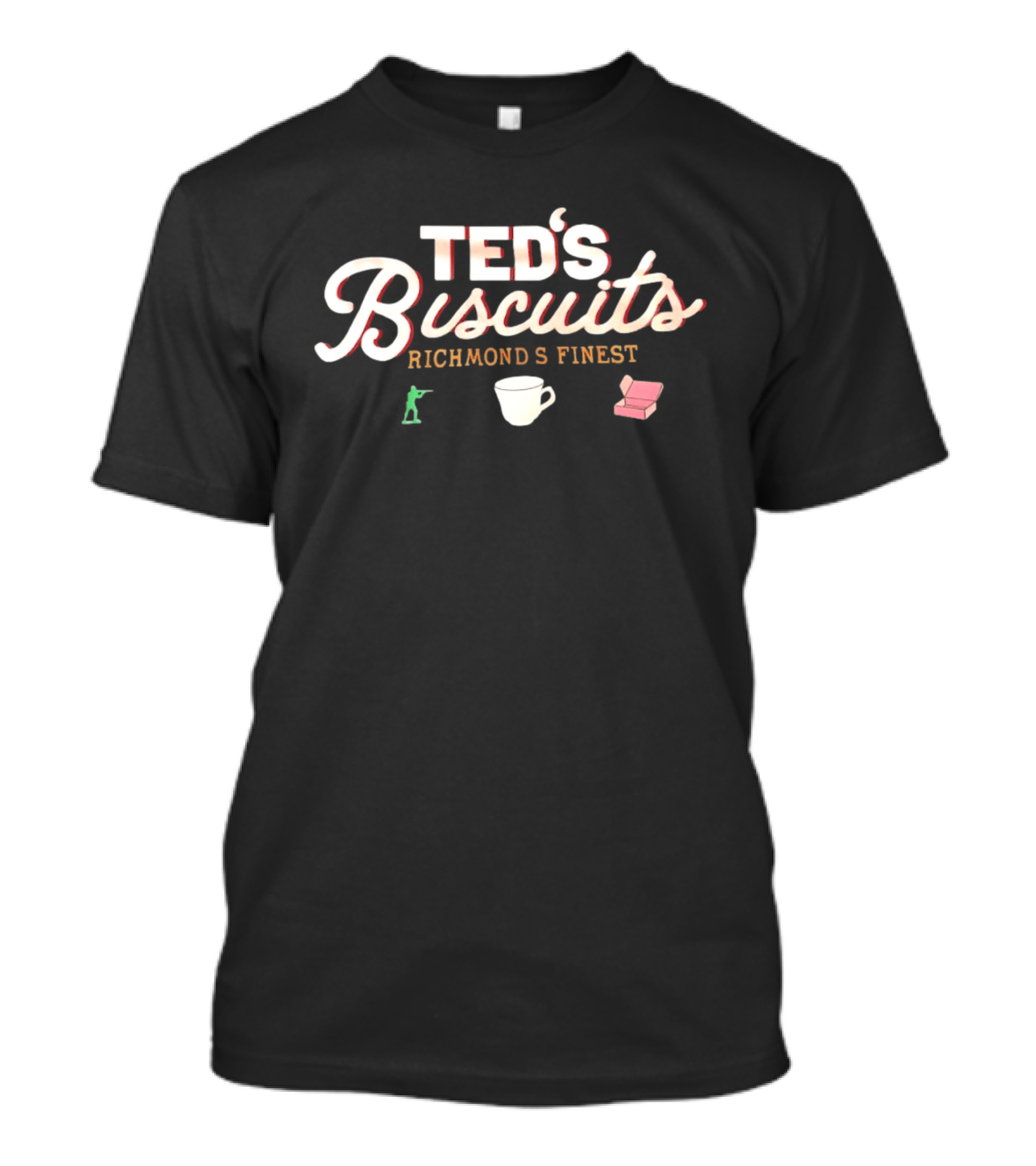 Ted's Biscuits Richmond's Finest With Soldier And Tea Cup Iconic Ted Lasso T-Shirt