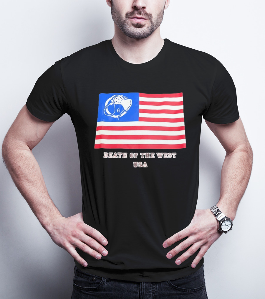 Death Of The West USA Flag Hockey Mask And Crossbones 6 T-Shirt