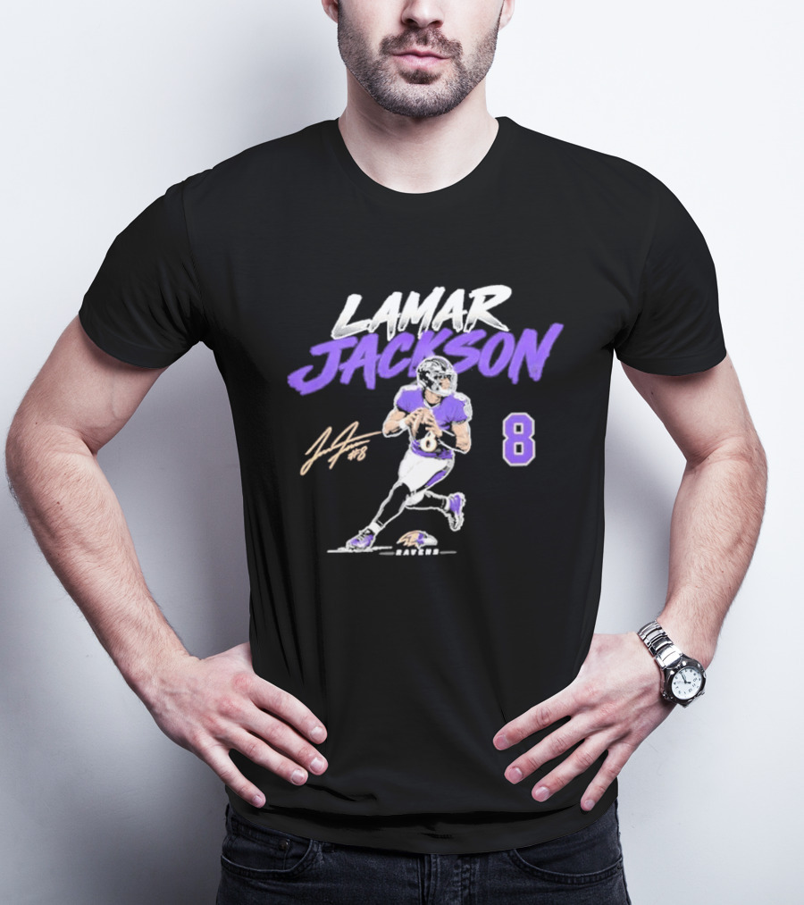Lamar Jackson 8 Baltimore Ravens Football 2026 T-Shirt