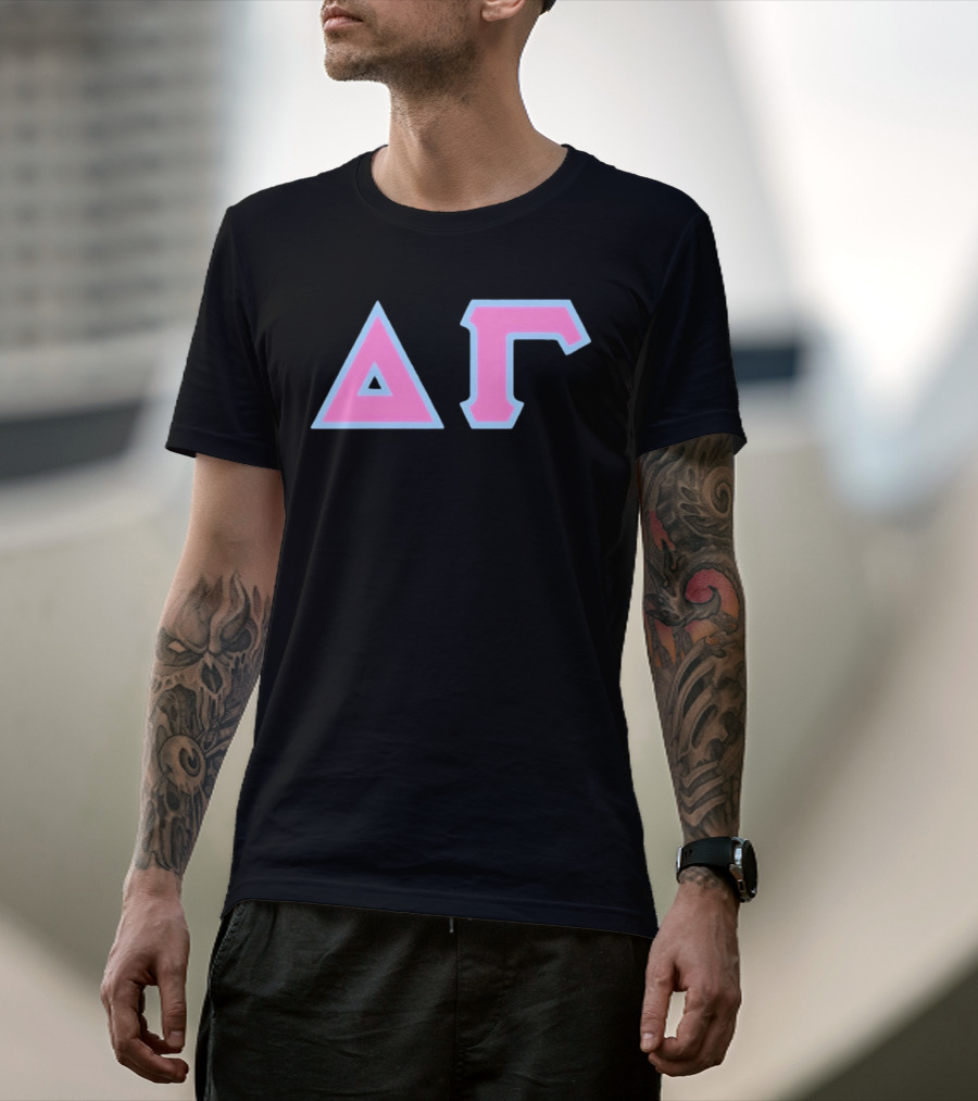 Delta Gamma Sorority Greek Letters Pink And Blue T-Shirt