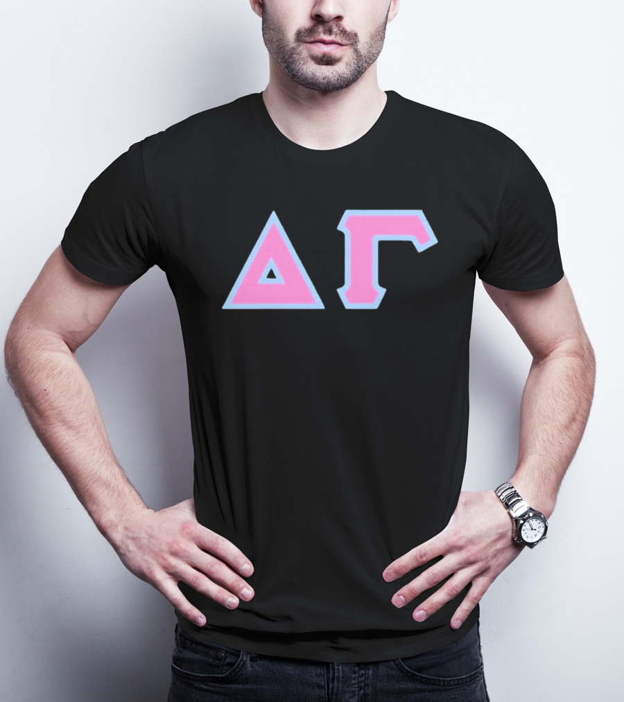 Delta Gamma Sorority Greek Letters Pink And Blue T-Shirt