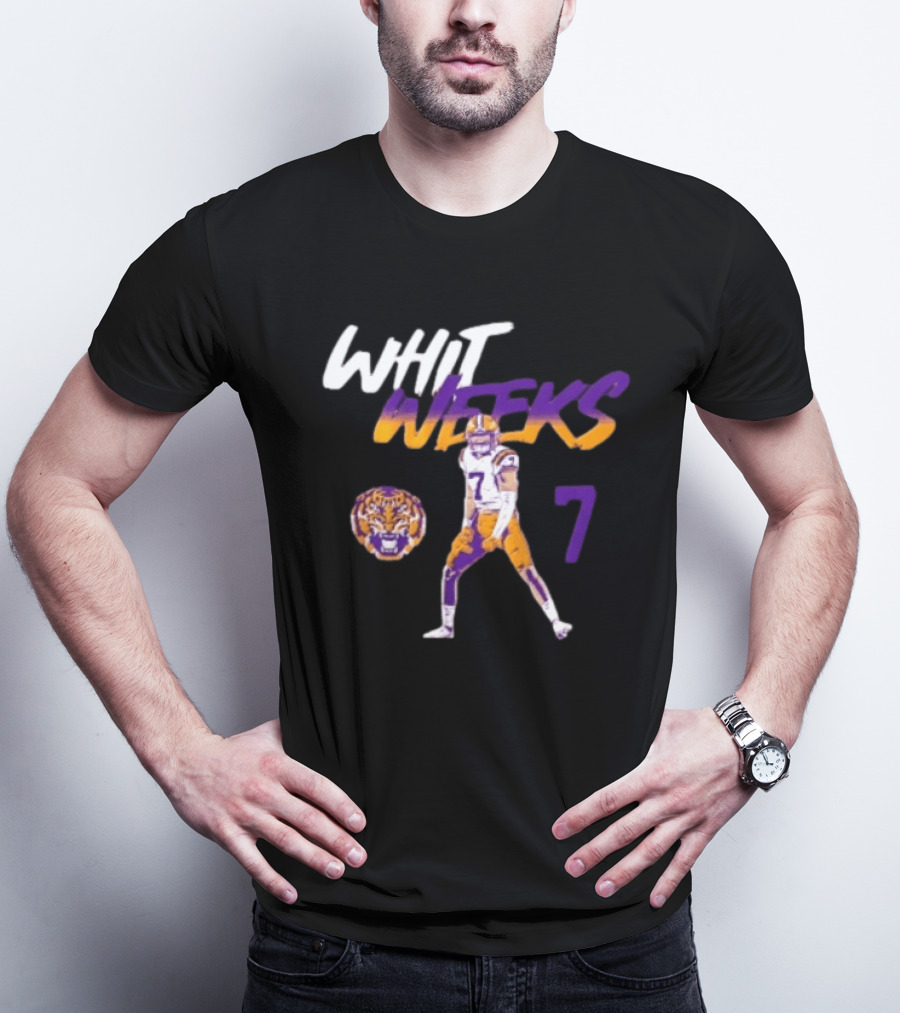LSU Tigers Football Whit Weeks 7 Player Pose Tiger T-Shirt