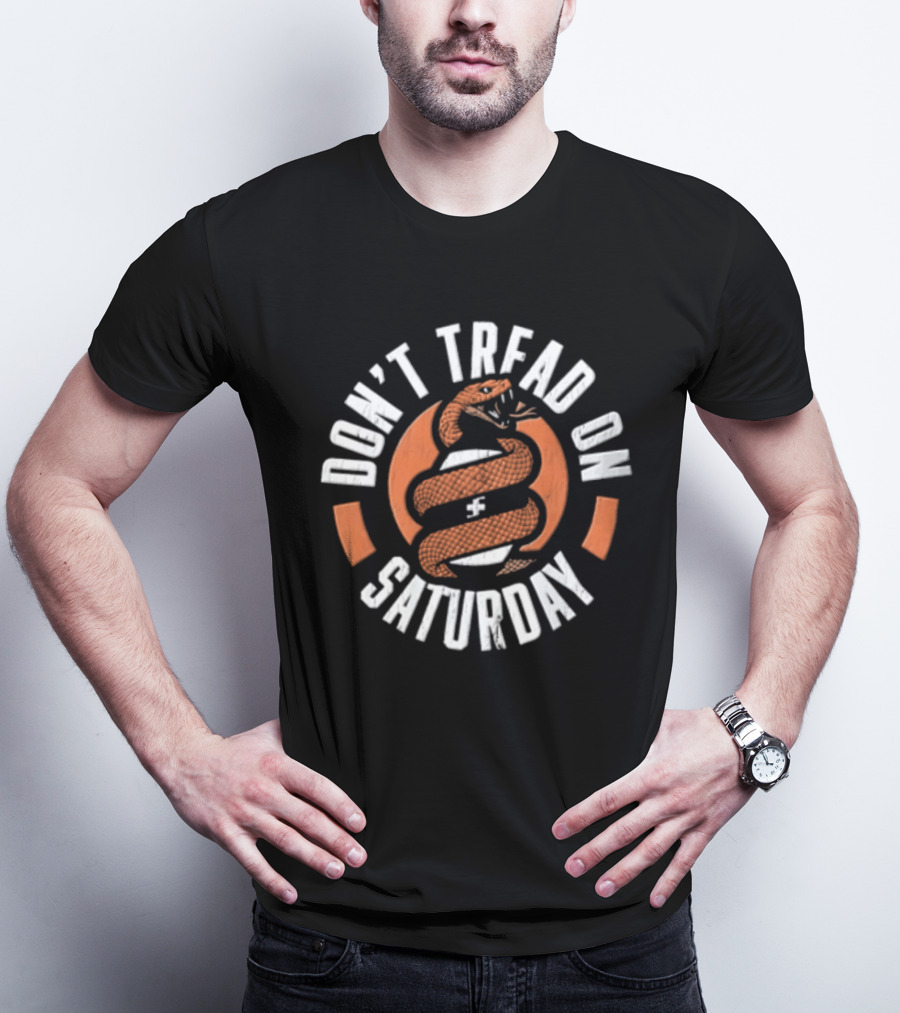 Don't Tread On Saturday Coiled Rattlesnake Orange Distressed T-Shirt