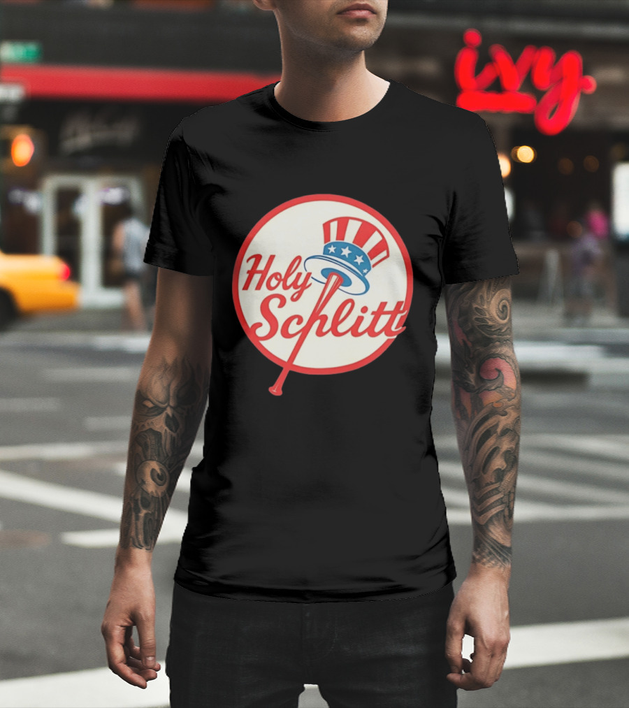 Holy Schlitt Uncle Sam Hat Patriotic Baseball T-Shirt