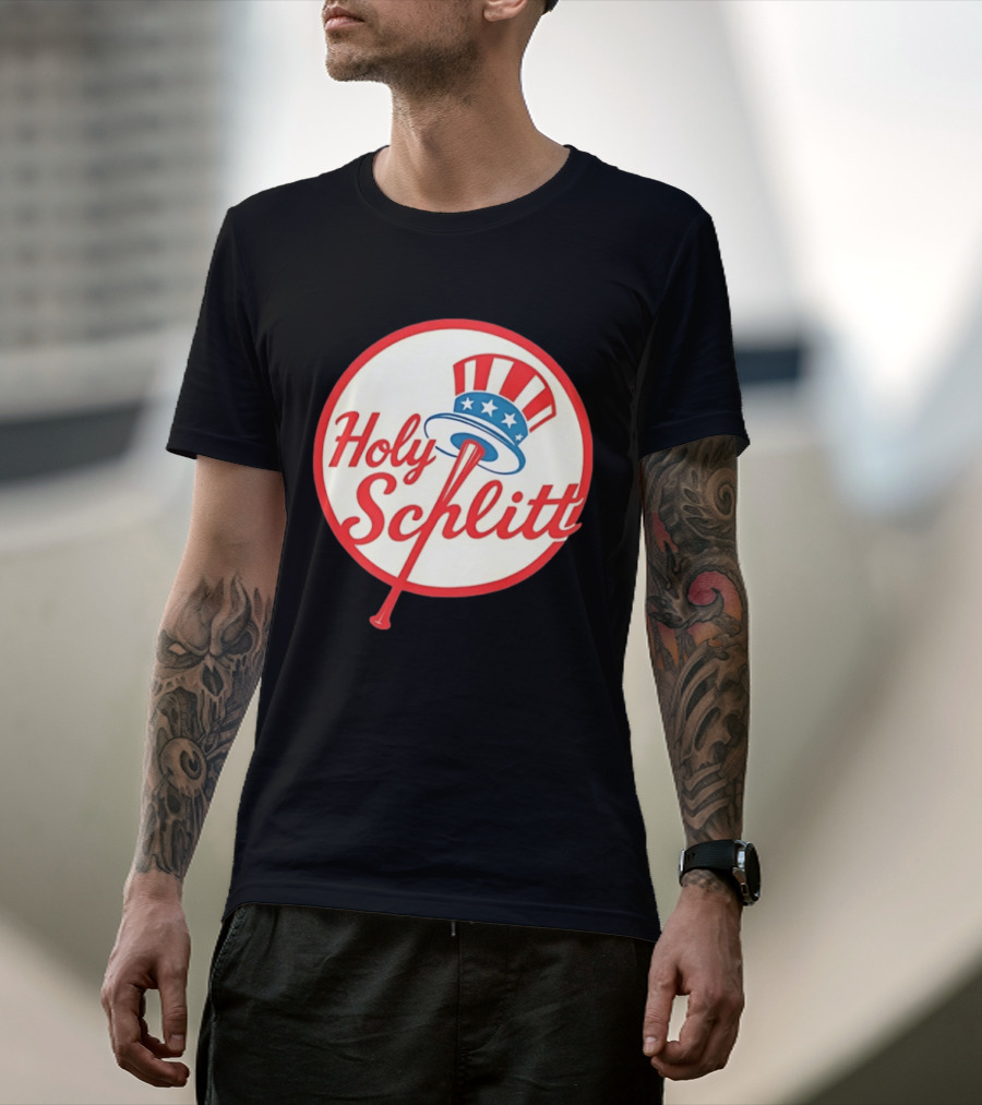 Holy Schlitt Uncle Sam Hat Patriotic Baseball T-Shirt