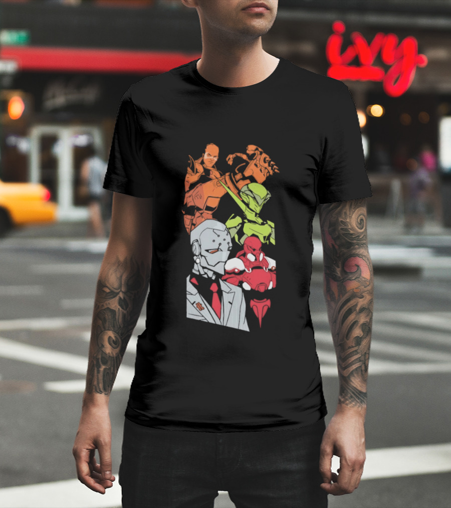 Over Characters Group Sigma Genji Reinhardt Colorful T-Shirt