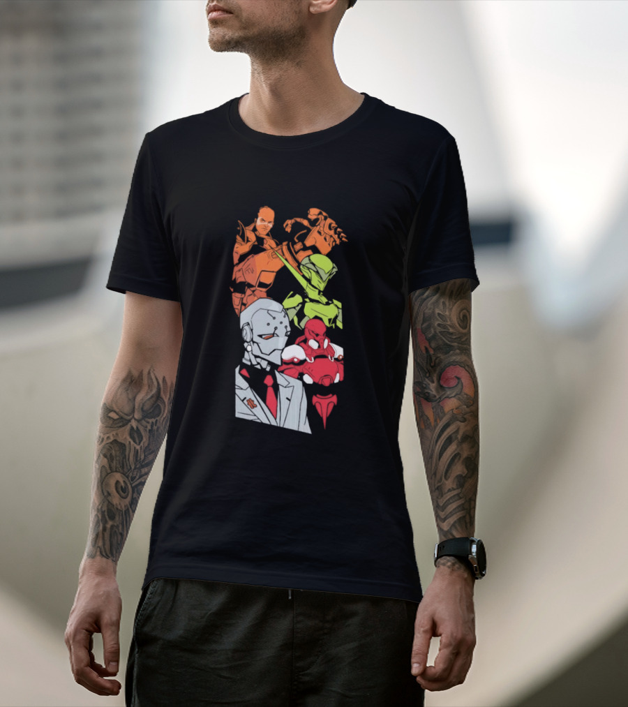 Over Characters Group Sigma Genji Reinhardt Colorful T-Shirt