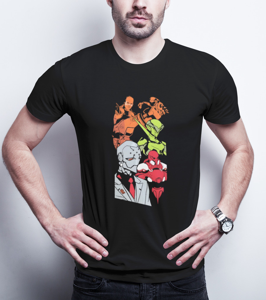 Over Characters Group Sigma Genji Reinhardt Colorful T-Shirt