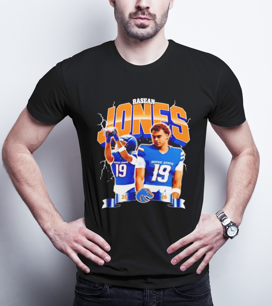 Rasean Jones Boise State Football 2026 Electric Blue Broncos T-Shirt