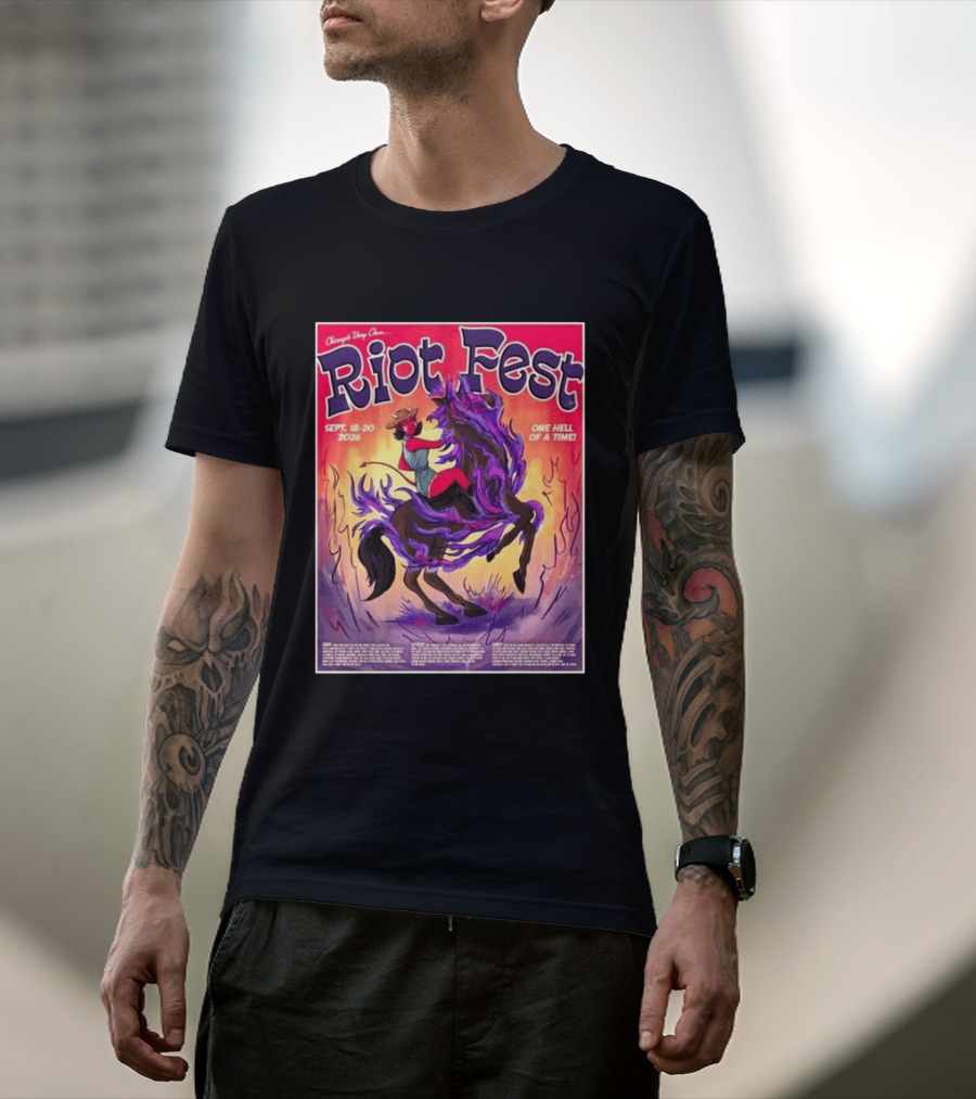 Chicago Douglass Park Riot Fest 2026 Devil Cowgirl Artwork September 18 20 One Hell Of A Time T-Shirt