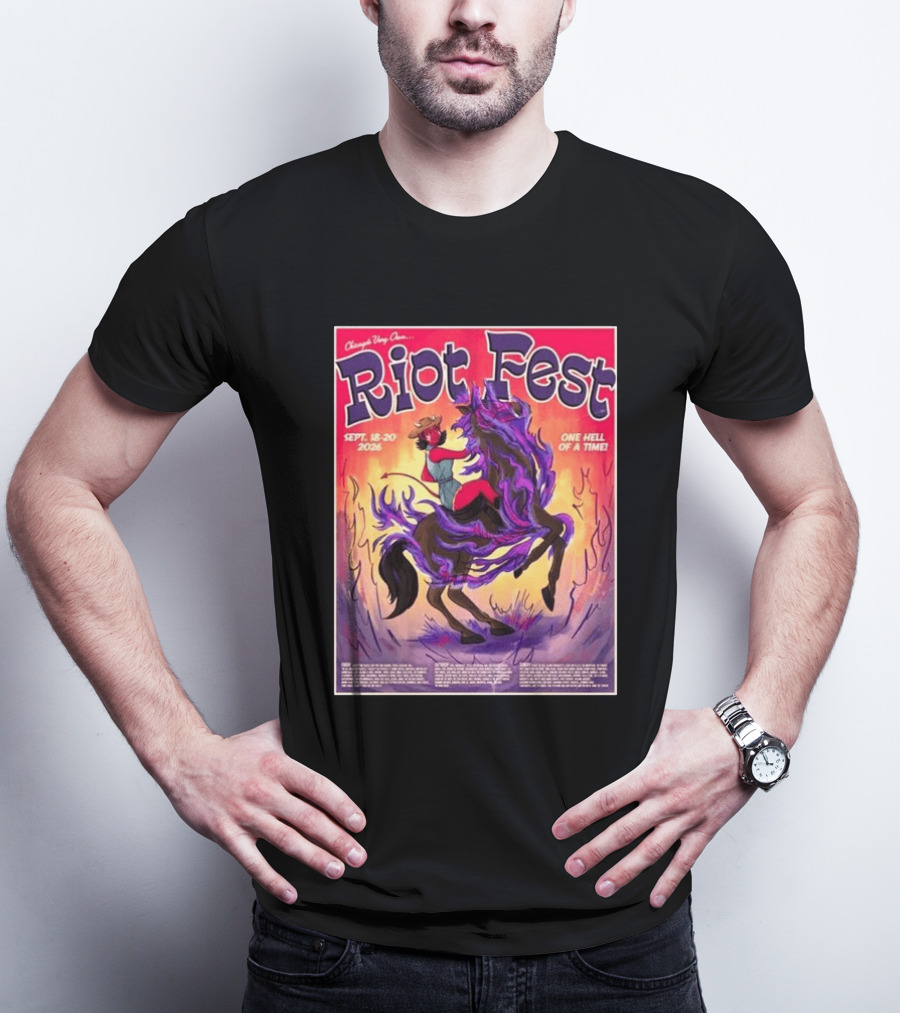 Chicago Douglass Park Riot Fest 2026 Devil Cowgirl Artwork September 18 20 One Hell Of A Time T-Shirt