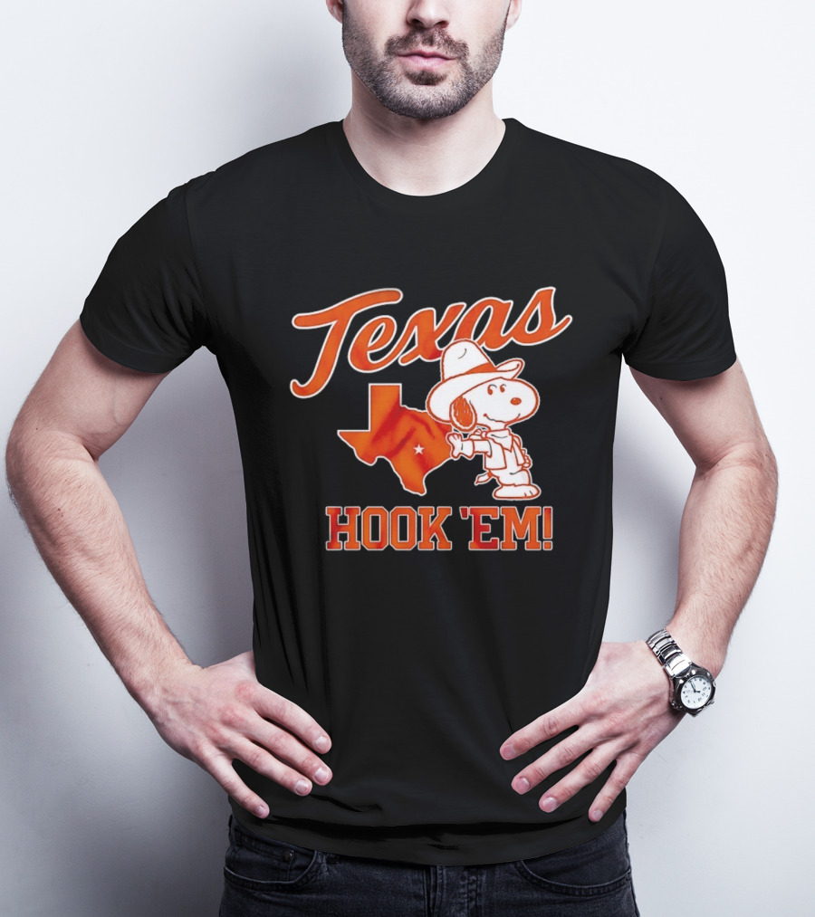 Texas Snoopy Hook 'Em Peanuts Cowboy Spirit T-Shirt