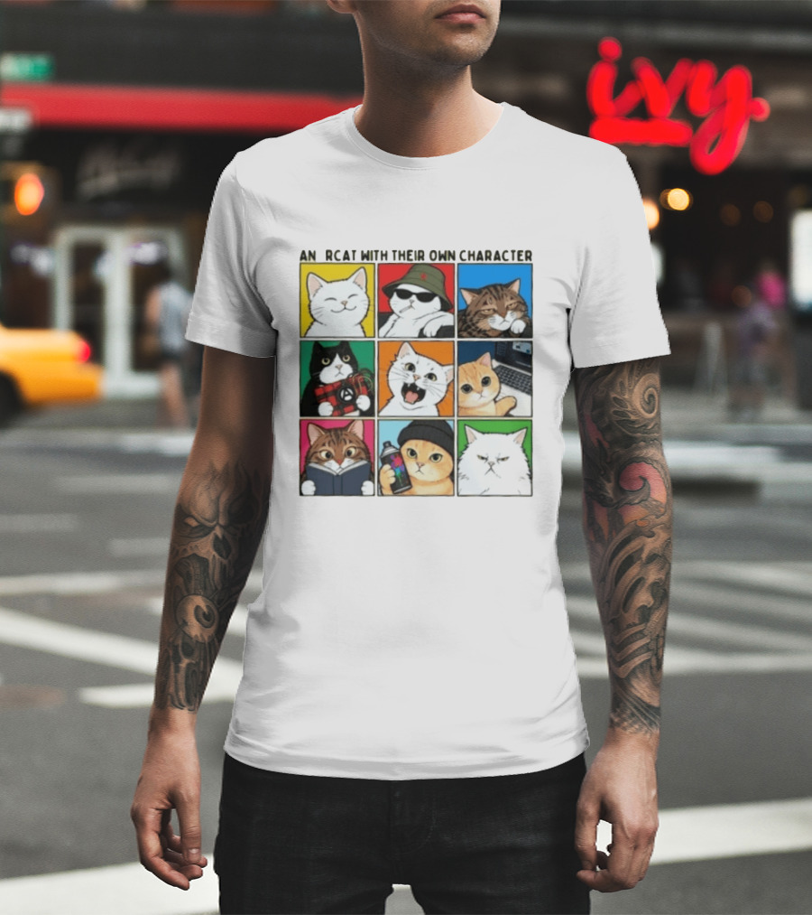 AN RCAT WITH THEIR OWN CHARACTER Cat Collage T-Shirt