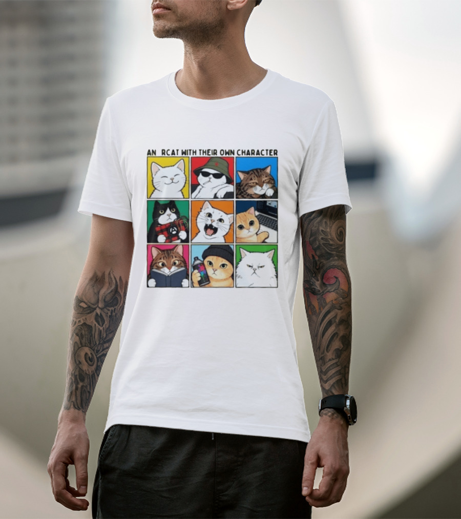 AN RCAT WITH THEIR OWN CHARACTER Cat Collage T-Shirt