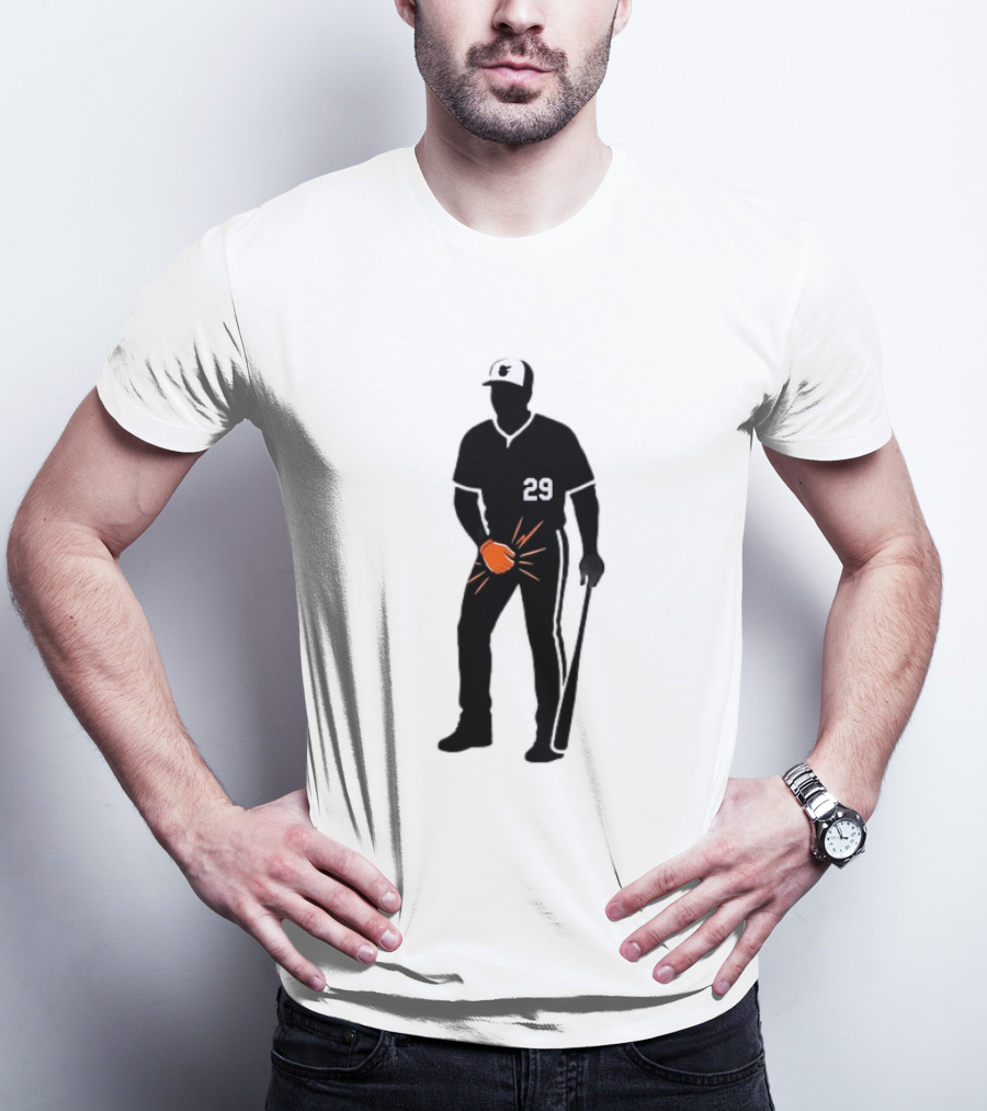 Baltimore Orioles 29 Baseball Player Jersey Black And Orange Glove T-Shirt