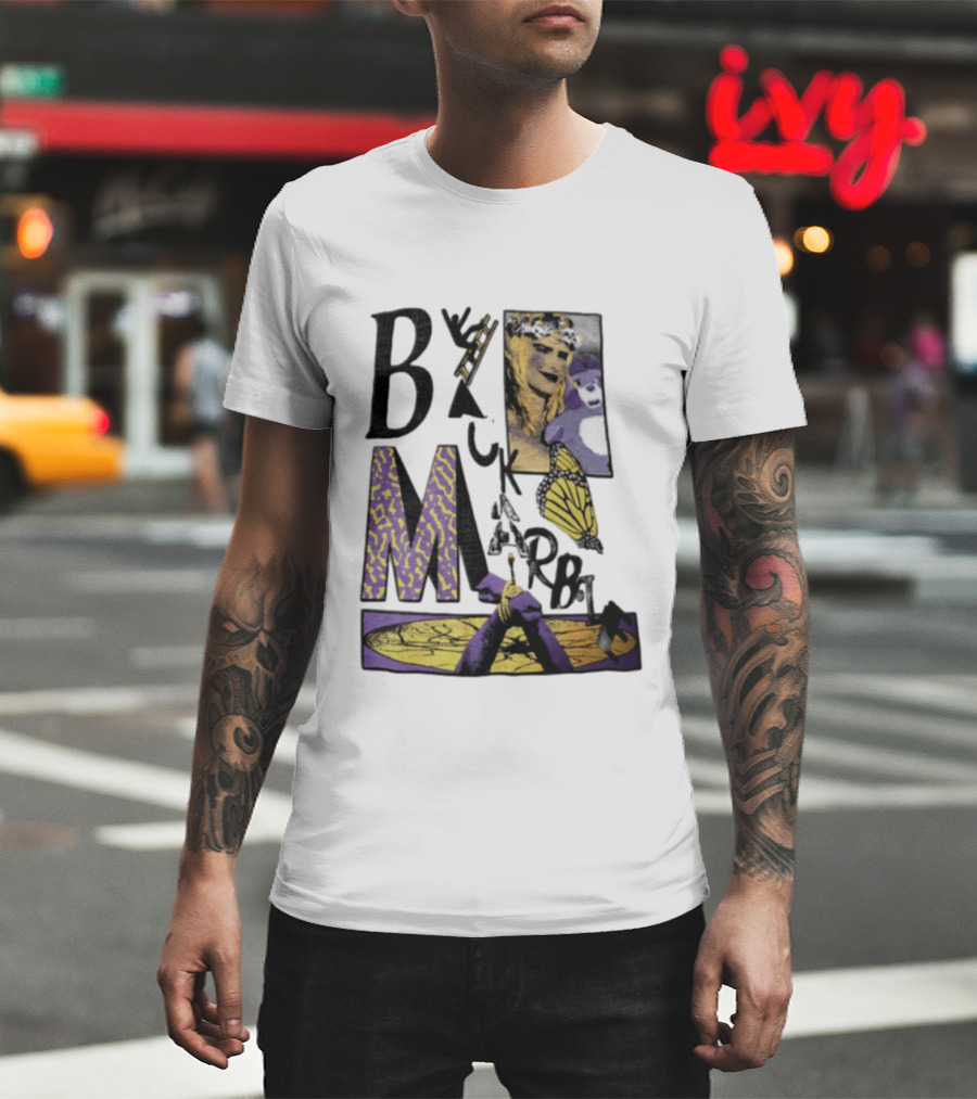 Black Marble Butterfly Tied Hands Woman Ladder T-Shirt