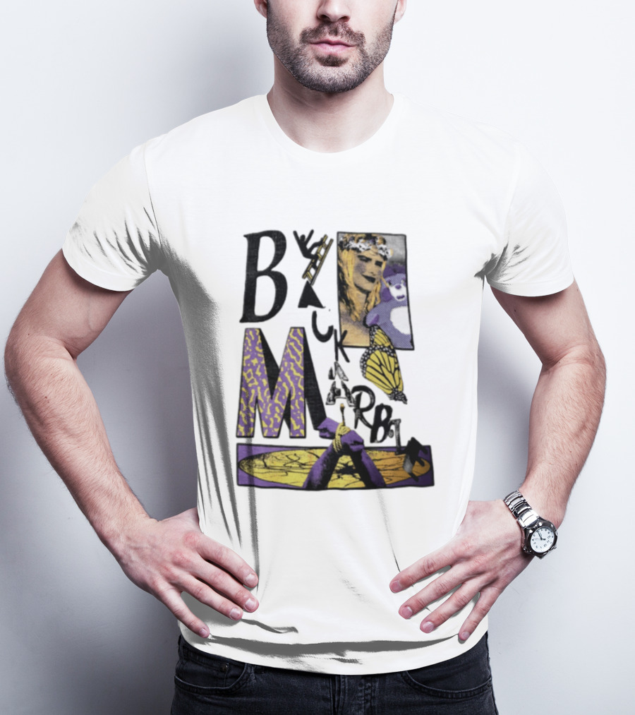 Black Marble Butterfly Tied Hands Woman Ladder T-Shirt