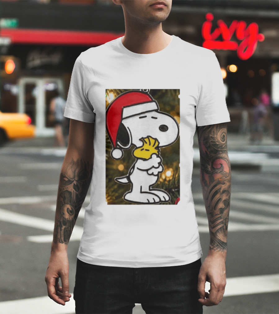 Snoopy Woodstock Christmas Hugging Best Holiday Gift Peanuts T-Shirt