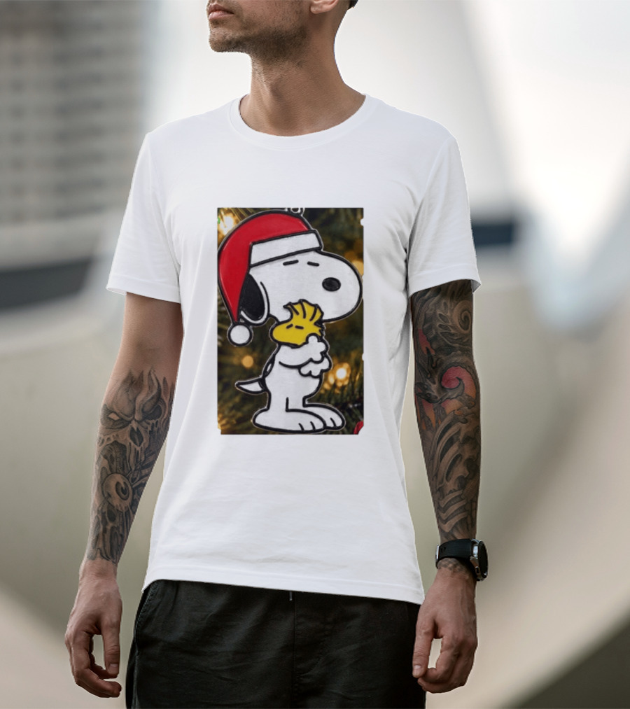 Snoopy Woodstock Christmas Hugging Best Holiday Gift Peanuts T-Shirt