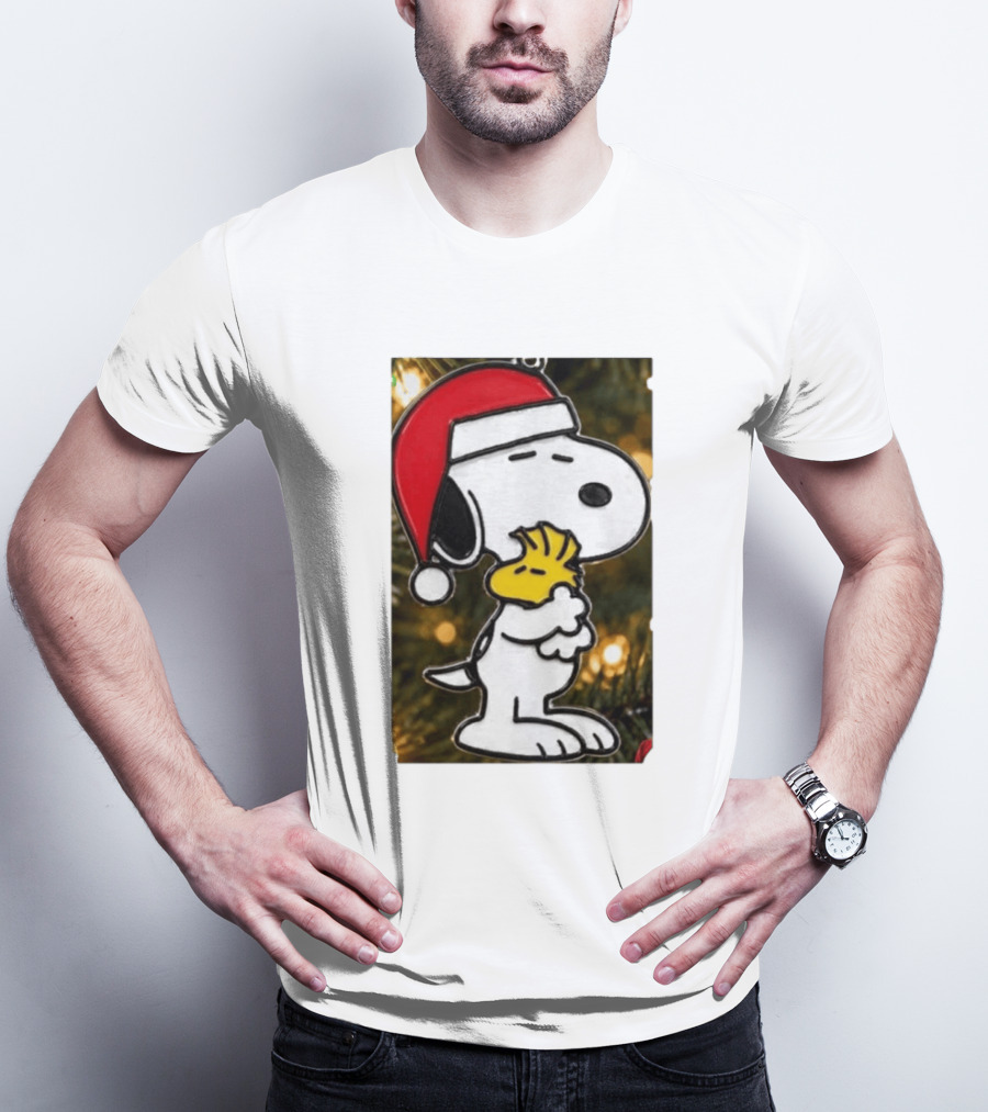 Snoopy Woodstock Christmas Hugging Best Holiday Gift Peanuts T-Shirt