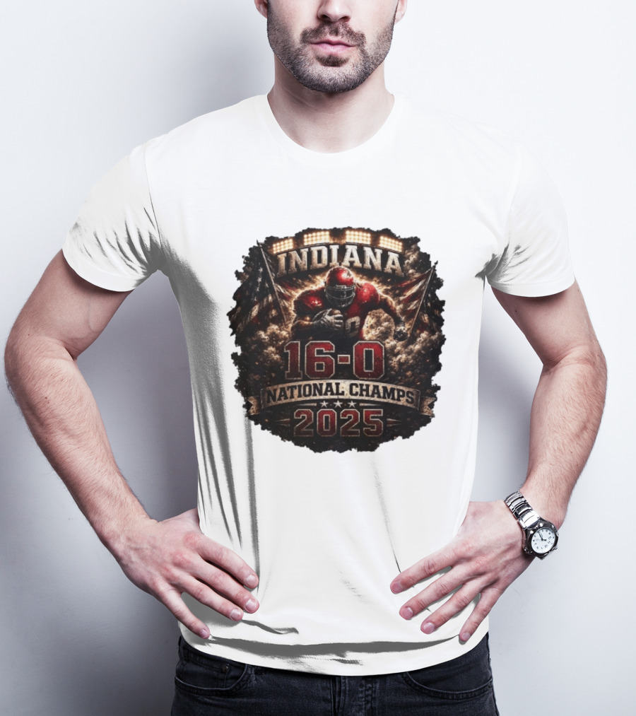 Indiana 16 0 National Champs 2025 Football Victory Celebration T-Shirt
