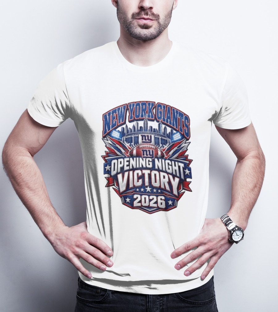 New York Giants 2026 Opening Night Victory Stadium Celebration T-Shirt
